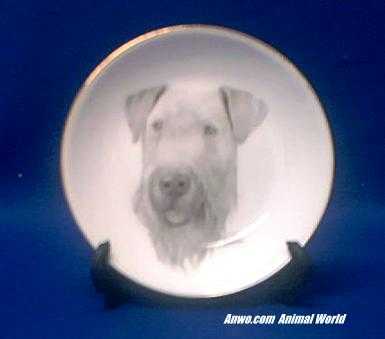 Airedale Plate Small Porcelain Gold Trim from Animal World®