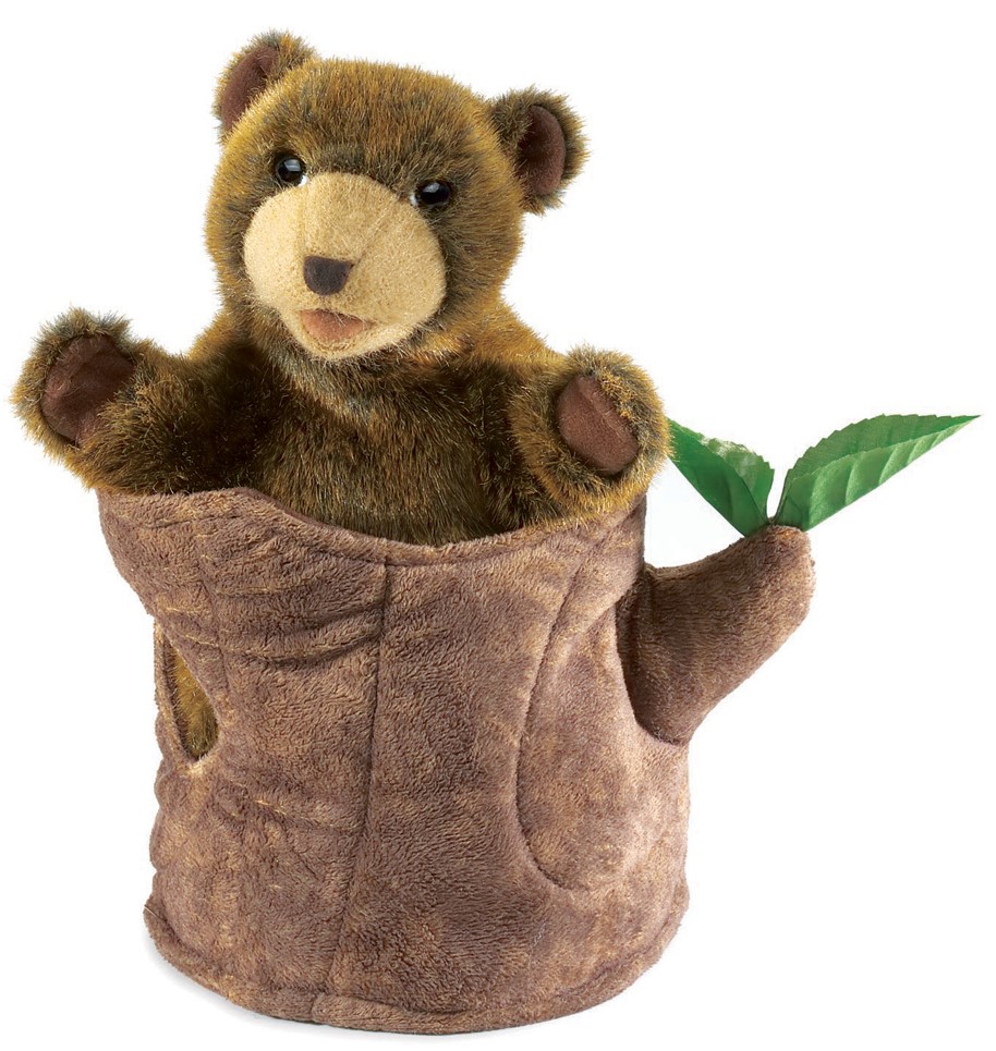 Bear in Tree Stump Puppet at Anwo.com Animal World®