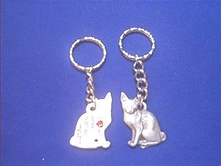 Japanese Bobtail Cat Keychain Pewter from Anwo.com Animal World
