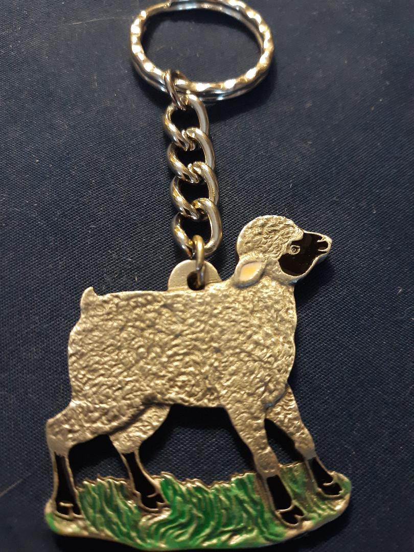 Lamb Keychain Pewter w/ Enamel at Anwo.com Animal World